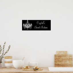 Black and White Chandelier Sweet 16 Banner Poster | Zazzle