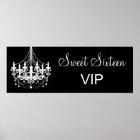 Black and White Chandelier Sweet 16 Banner Poster | Zazzle.com