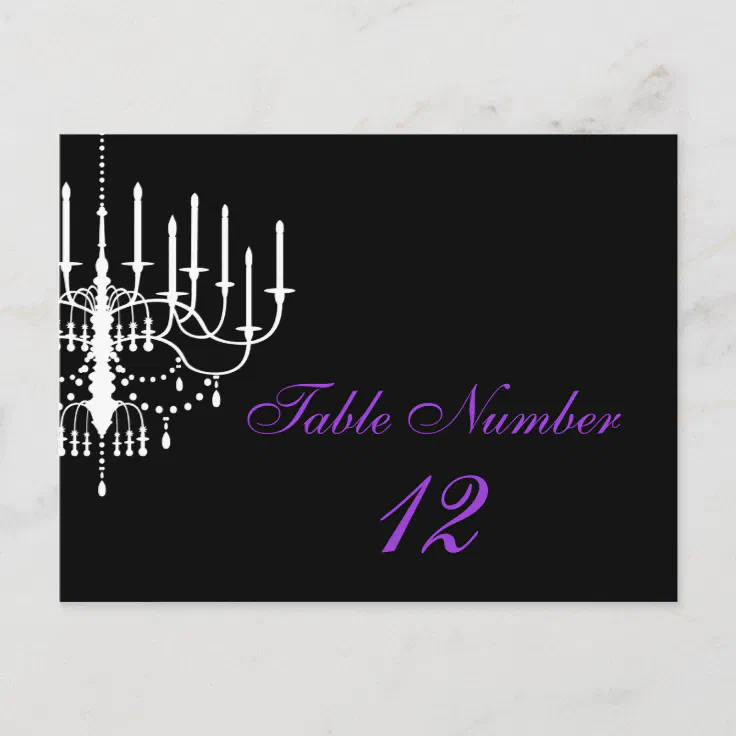 Black and White Chandelier Table Number Postcard | Zazzle
