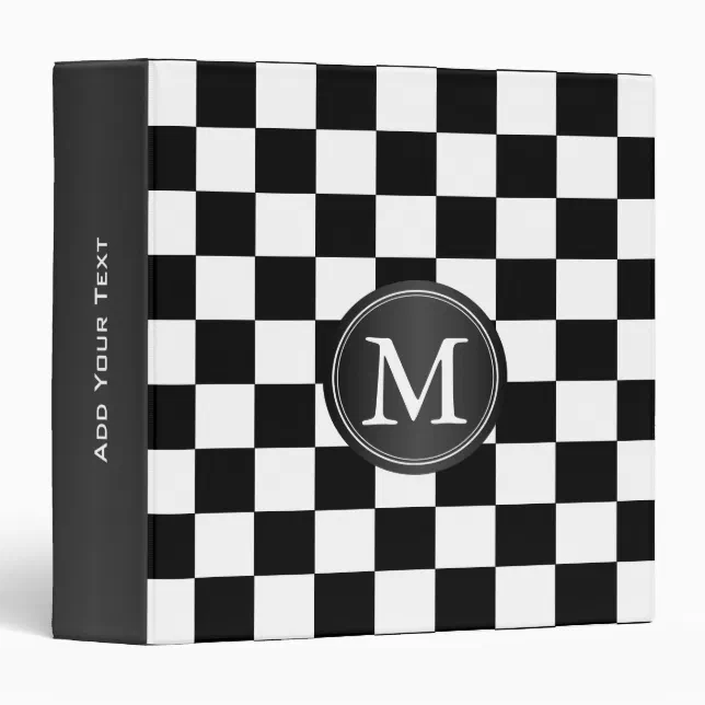 Black and White Check 3 Ring Binder | Zazzle