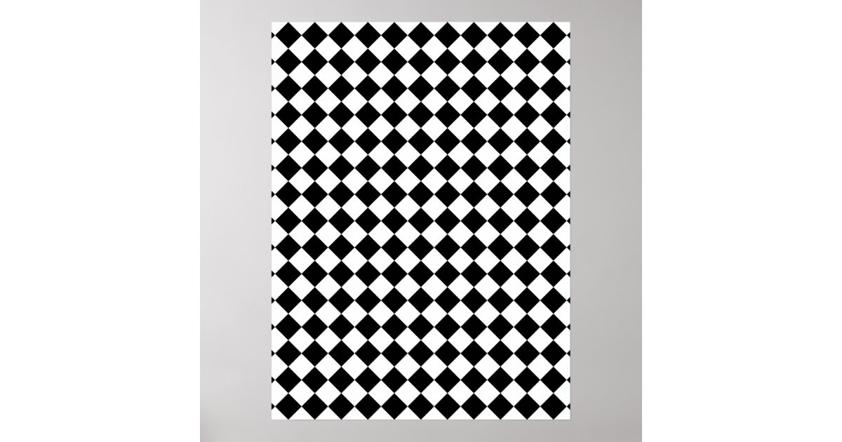 Black and White Checked Design Poster | Zazzle