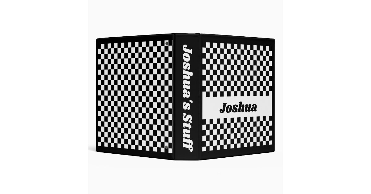 Black and White Checker Flag Binder | Zazzle