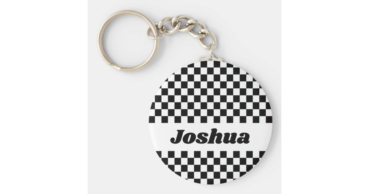 Black and White Checker Flag Keychain | Zazzle.com
