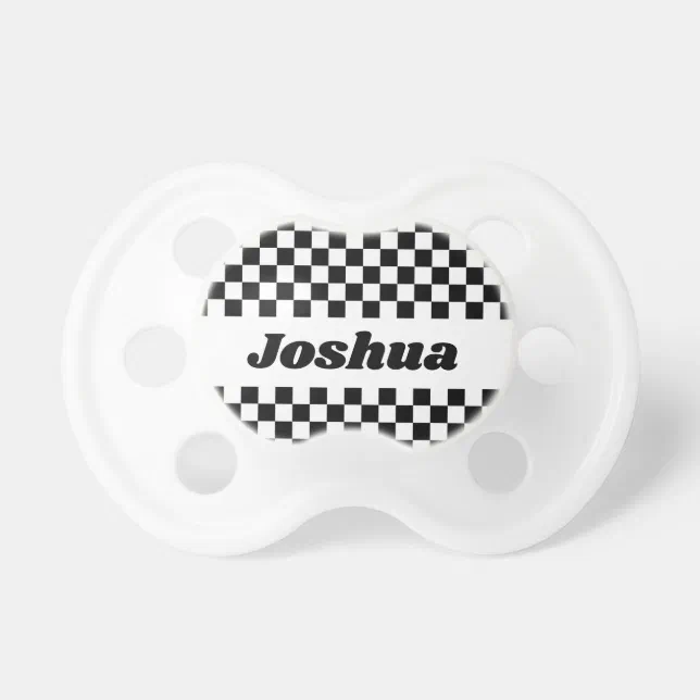 Black and White Checker Flag Pacifier | Zazzle