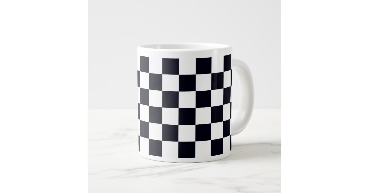 Black and White Checker Pattern Giant Coffee Mug | Zazzle