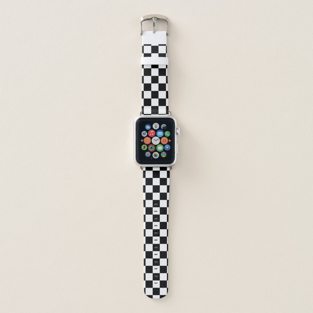 Black and White Checkerboard Apple Watch Band | Zazzle