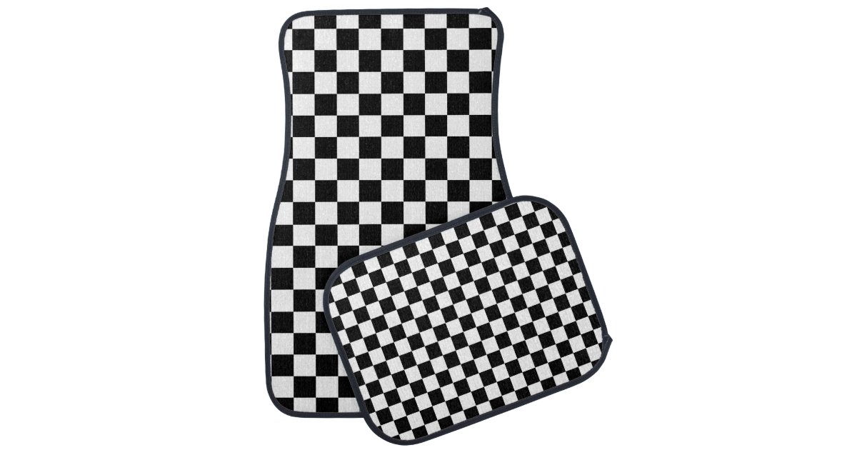 Black and White Checkerboard Car Mat | Zazzle
