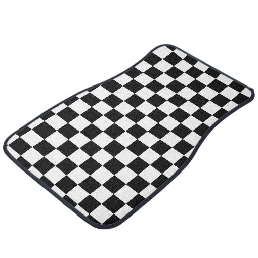 Black and White Checkerboard Checkered Flag Car Floor Mat | Zazzle