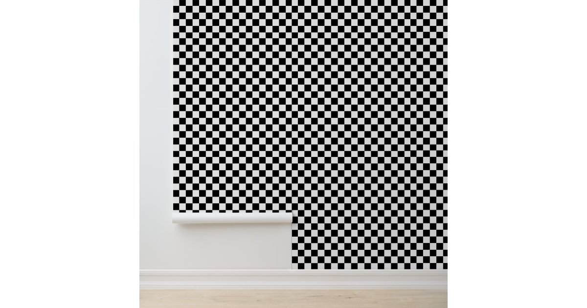 Black and White Checkerboard Racing Theme Wallpaper | Zazzle