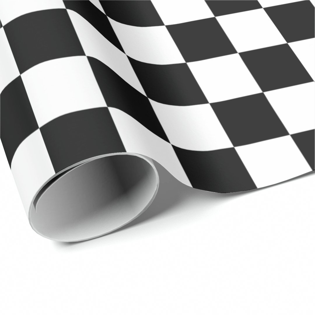 Black And White Checkered Board Pattern Wrapping Paper | Zazzle