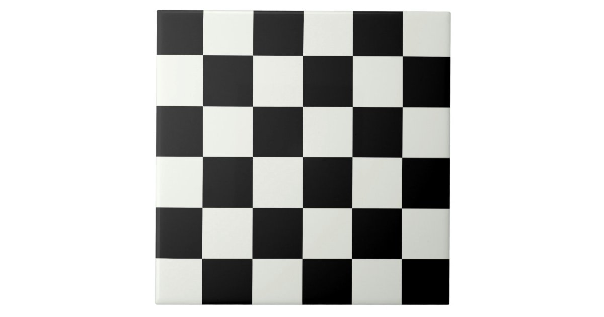 Black and White Checkered Check Pattern Ceramic Ti Ceramic Tile | Zazzle