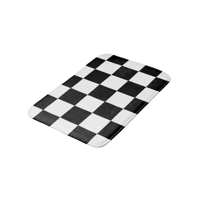 Black And White Checkered Checkerboard Pattern Bathroom Mat | Zazzle
