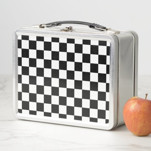Black And White Checkered Checkerboard Pattern Metal Lunch Box | Zazzle