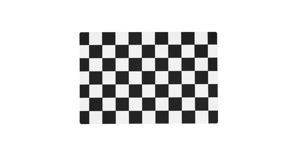 Black And White Checkered Checkerboard Pattern Placemat | Zazzle