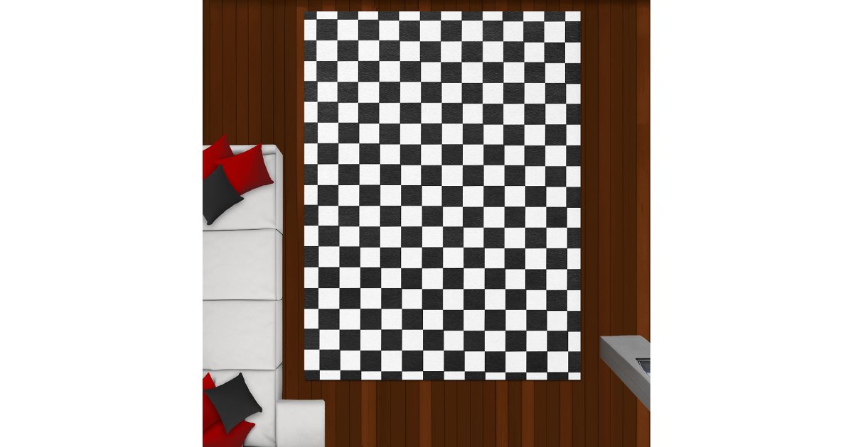 Black And White Checkered Checkerboard Pattern Rug | Zazzle