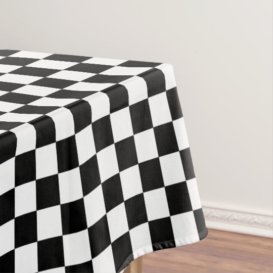 Black And White Checkered Checkerboard Pattern Tablecloth | Zazzle.com