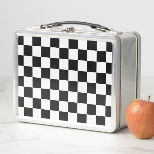 Black and White Checkered Classic Pattern Metal Lunch Box | Zazzle