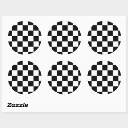 Black and White Checkered Classic Round Sticker | Zazzle