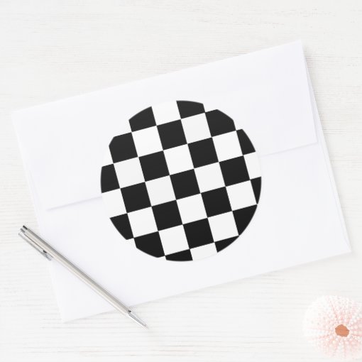 Black and White Checkered Classic Round Sticker | Zazzle