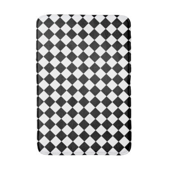 Black and White Checkered Foam Bath Mat | Zazzle