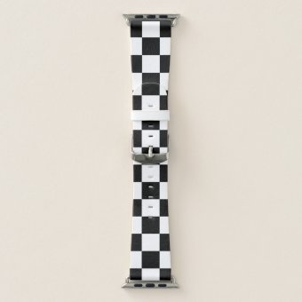 Black and White Checkered Pattern Design Apple Watch Band | Zazzle