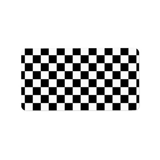 Black and white checkered pattern label | Zazzle