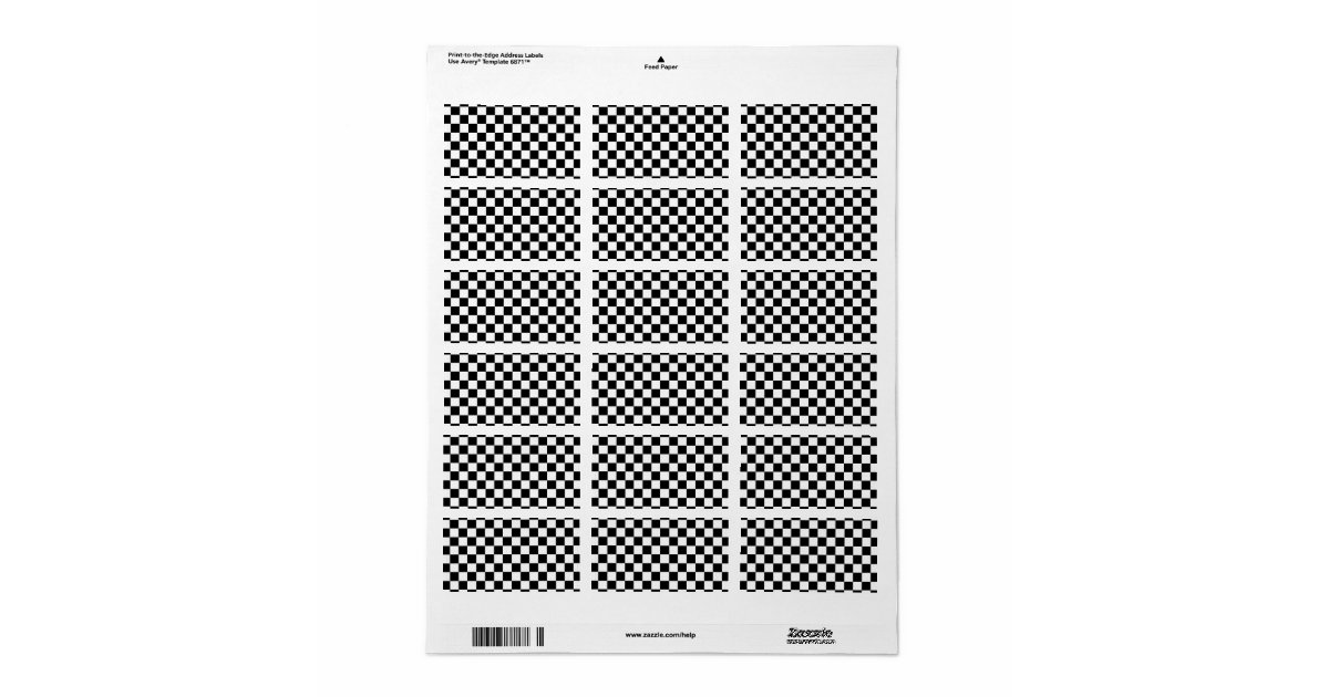 Black and white checkered pattern label | Zazzle