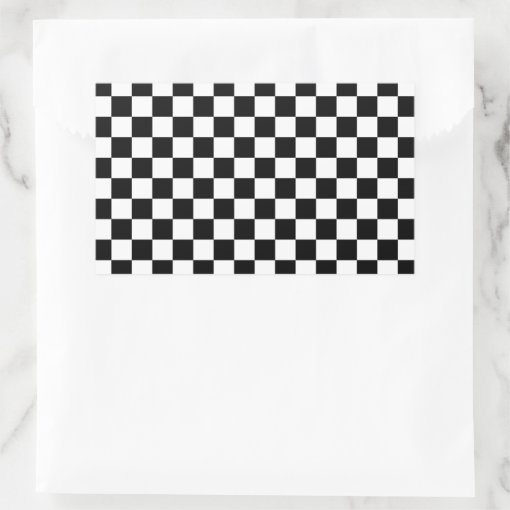 Black and white checkered pattern rectangular sticker | Zazzle