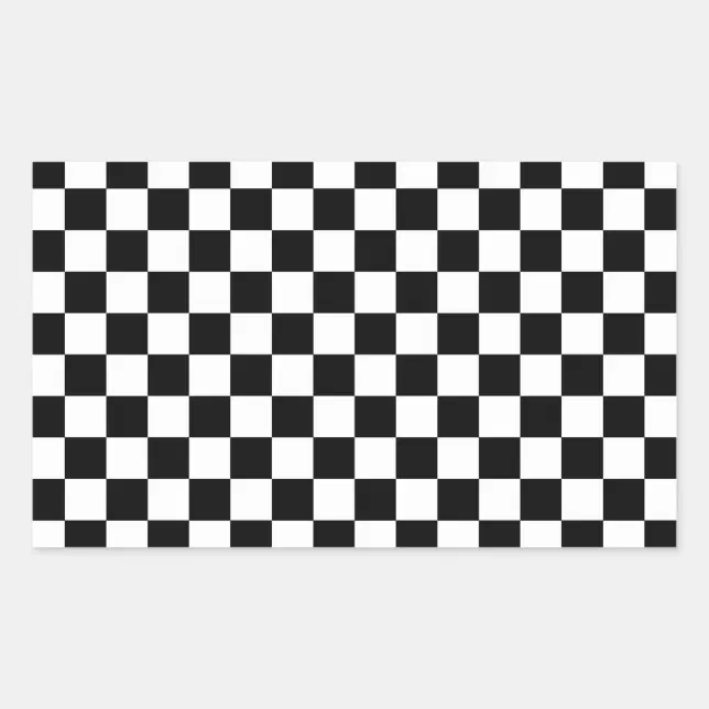Black and white checkered pattern rectangular sticker | Zazzle