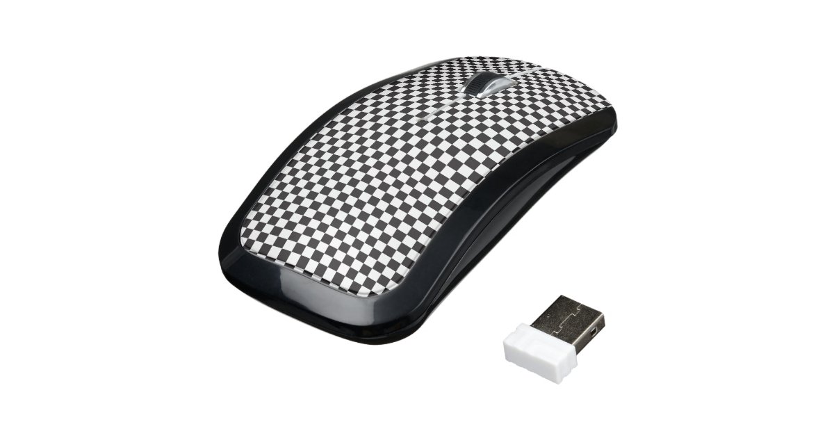 Black And White Checkered Pattern Wireless Mouse | Zazzle