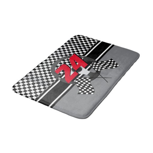 Black and White Checkered Racing Design Bath Mat | Zazzle