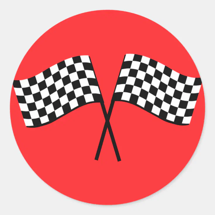 Black and White Checkered Racking Flags Racing Red Classic Round ...