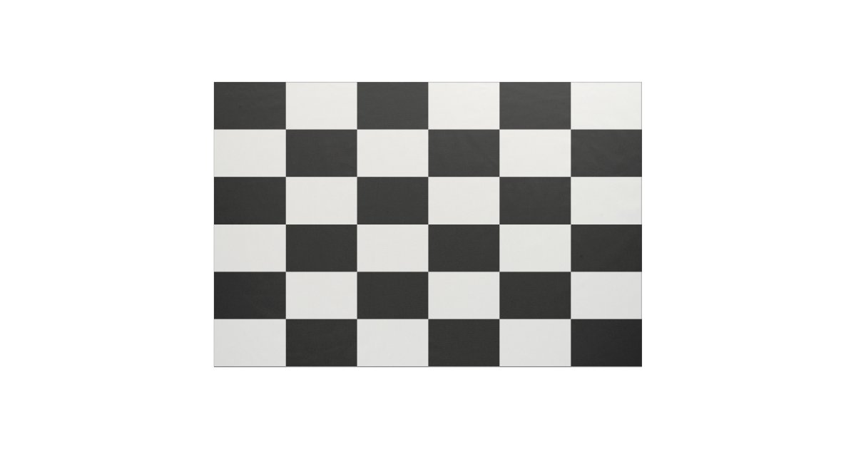 Black and White Checkered Rectangles Pattern Fabric | Zazzle