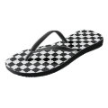 Black and White Checkers at the Beach Flip Flops | Zazzle