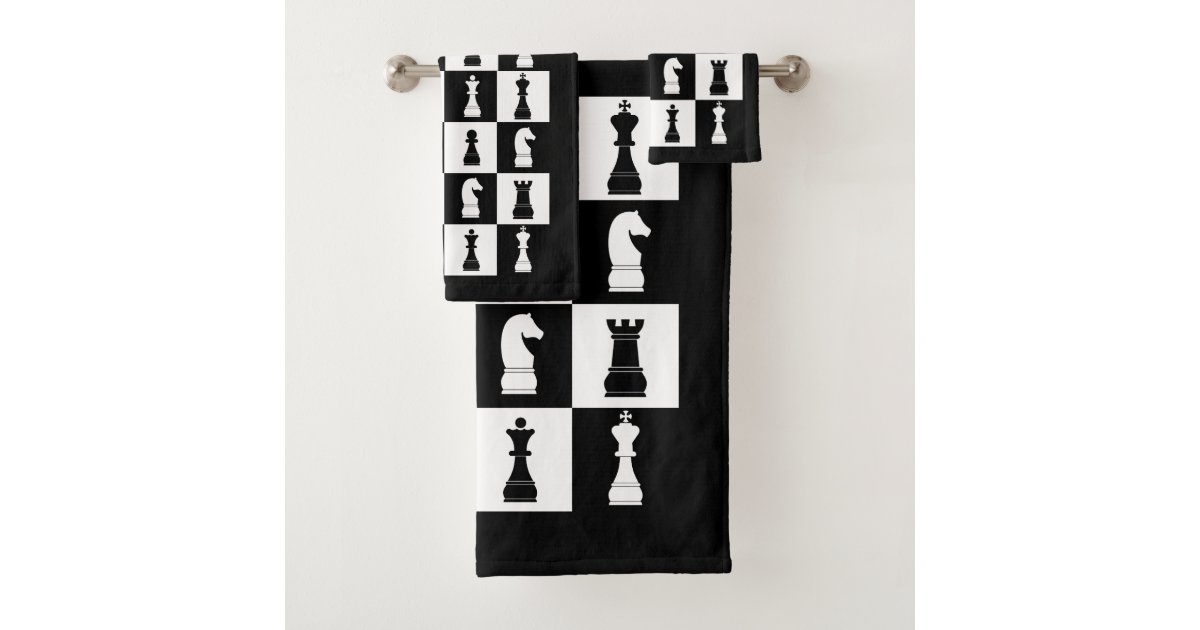 Black And White Chess Game Figures Bath Towel Set | Zazzle