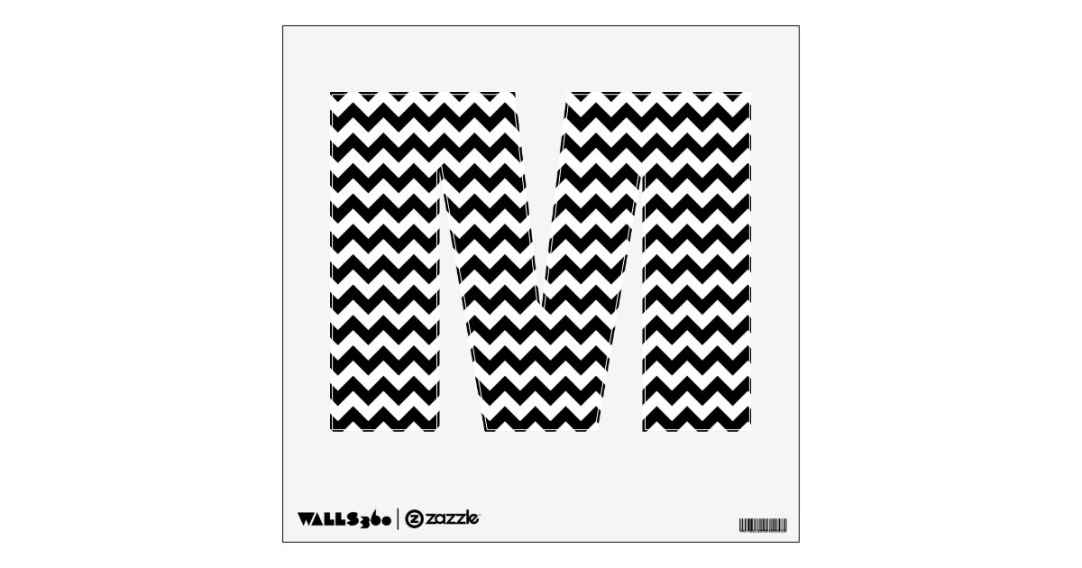 Black and White Chevron Letter M Wall Decal | Zazzle