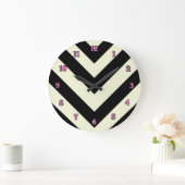 Black and White Chevron Pattern Clock | Zazzle