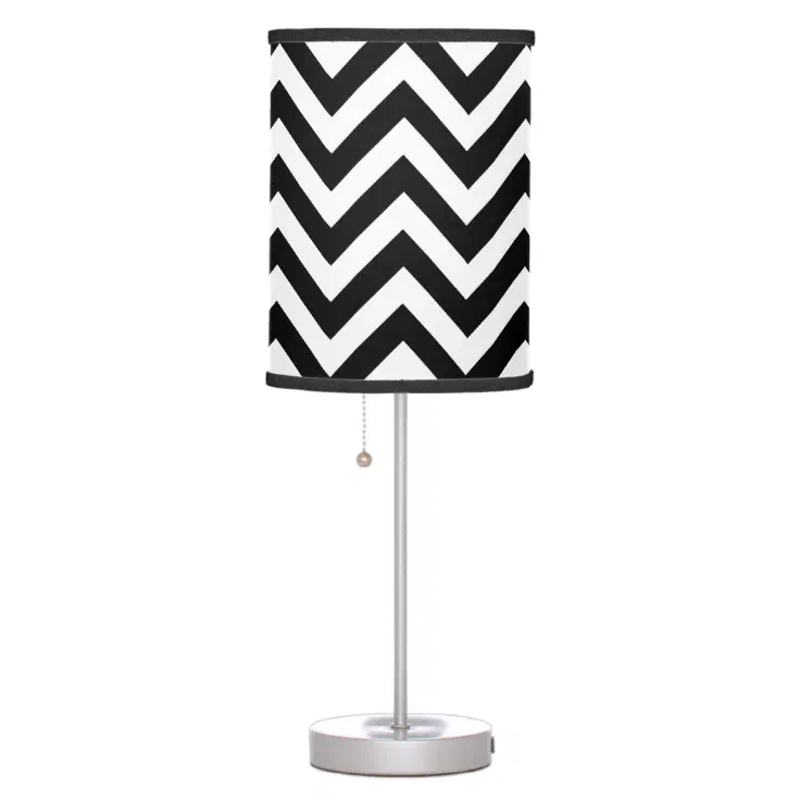 Black and white chevron pattern table lamps | Zazzle