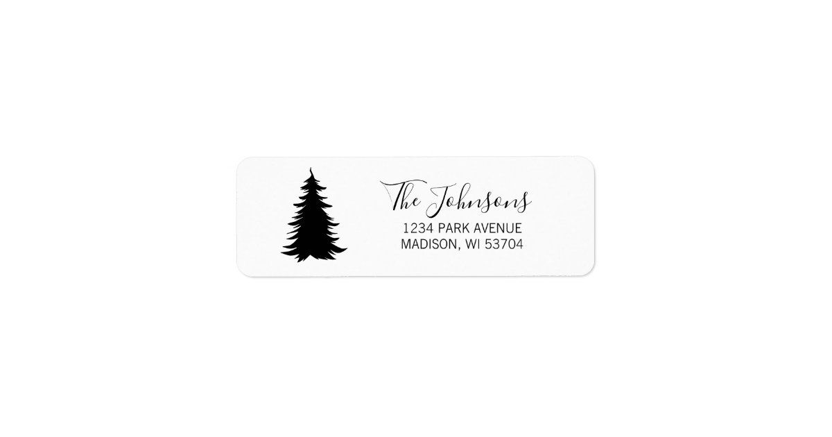 Black and White Christmas Tree Address Label | Zazzle