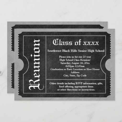 Black and White Class Reunion Ticket Invitations | Zazzle