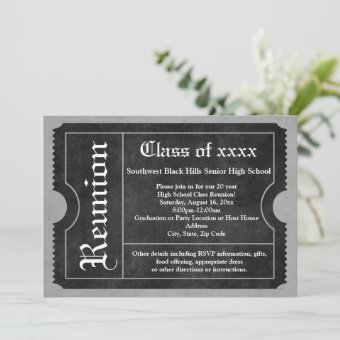 Black and White Class Reunion Ticket Invitations | Zazzle