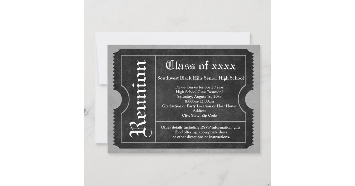 Black and White Class Reunion Ticket Invitations | Zazzle