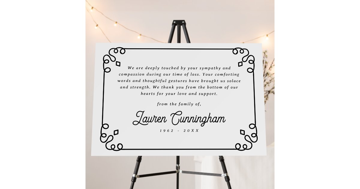 Black and White Classic Simple Frame Funeral Foam Board | Zazzle