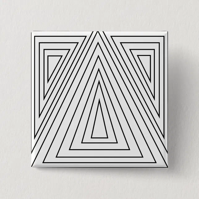 Black and White Concentric Triangle Pattern Button | Zazzle
