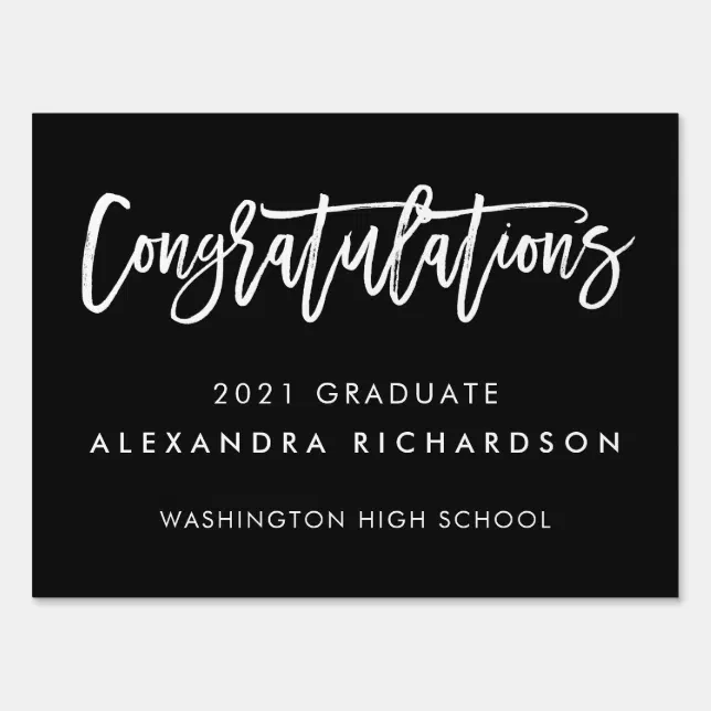 Black and White Congratulations Graduate Sign | Zazzle