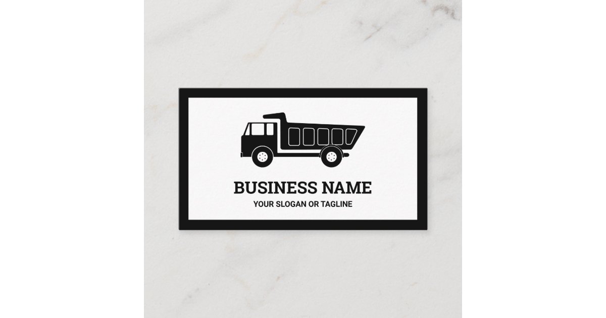 Black and White Construction Hauling Dump Truck Business Card | Zazzle