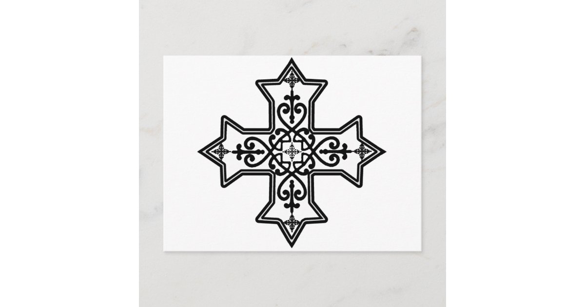 Black and White Coptic Cross Postcard | Zazzle