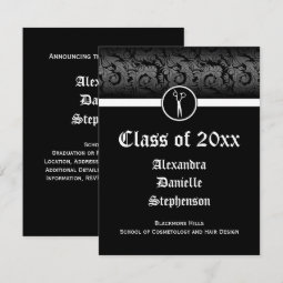 Black and White Cosmetology School Graduation Invitation | Zazzle