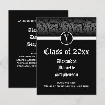 Black and White Cosmetology School Graduation Invitation | Zazzle