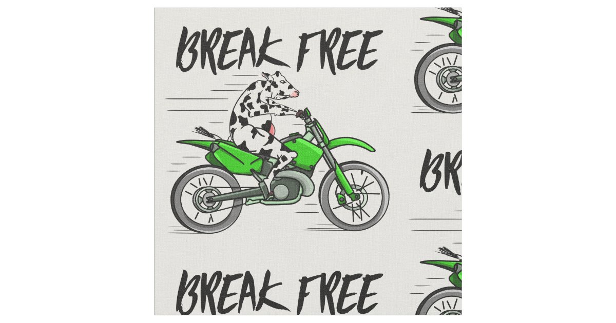 Black and white cow breaking free fabric | Zazzle